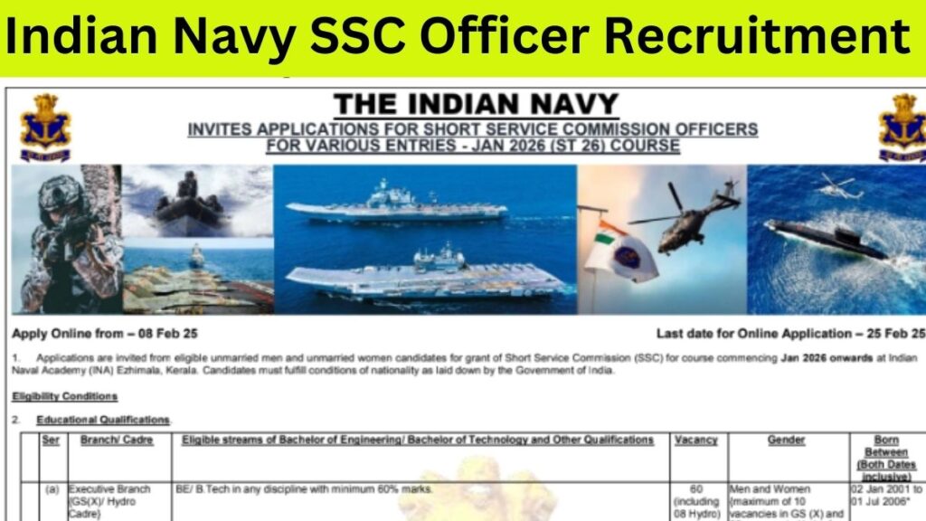 Indian Navy SSC Officer Recruitment 2025 Notification Out for 270 Posts ...